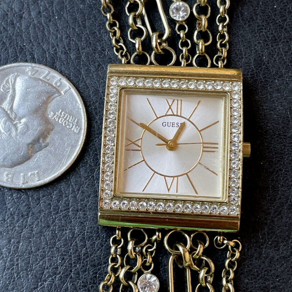 VTG GUESS Water Resistant U0140L2 Square Ladies Watch Chain Bracelet ...