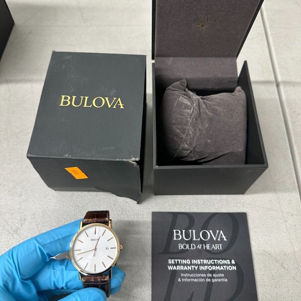 Bulova Men's Classic Quartz Slim Movement Brown Watch 37 MM 97B100 ...