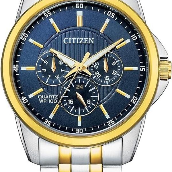 Citizen Quartz Blue Dial Two Tone Stainless Steel Men's Watch AG8348 ...