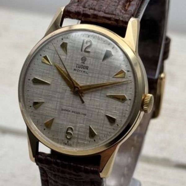 Rolex Tudor 9ct Gold Mens Watch Gorgeous Condition Unique Textured Dial ...