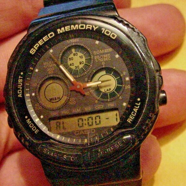 80`S Casio DIGI- ANA MEN WATCH aw-20 speed memory 100" module 384 ALARM ...