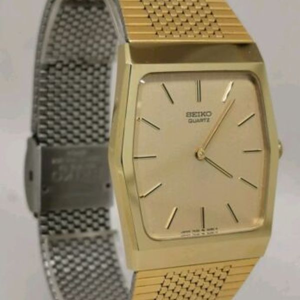 Vtg 1982 Seiko 7430-5050 Quartz Gold Plated Slimline Hexagonal Gents ...
