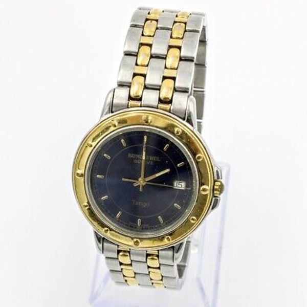 Raymond Weil Gents Tango Round Baton Blue Dial Two Toned Wristwatch # ...