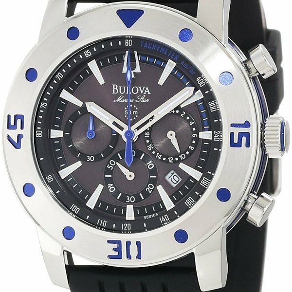 Bulova Marine Star Men's Quartz Chronograph Black Dial 45mm Watch ...