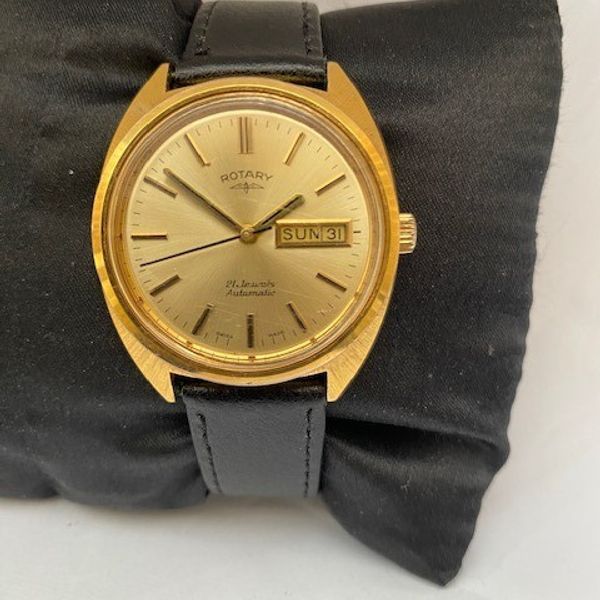 Rotary Mens Swiss Made Vintage 21 Jewels Day&Date Automatic Leather ...