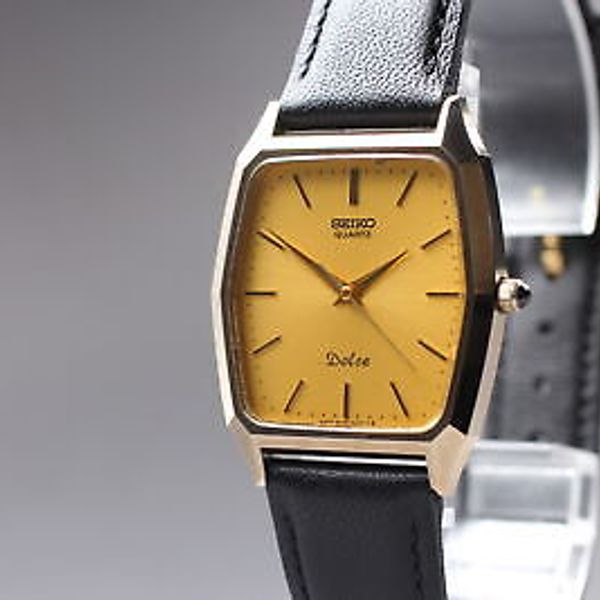 Vintage 1982 [Exc+5] Seiko Dolce 6030-5480 Gold Dial Hexagon Mens Watch ...