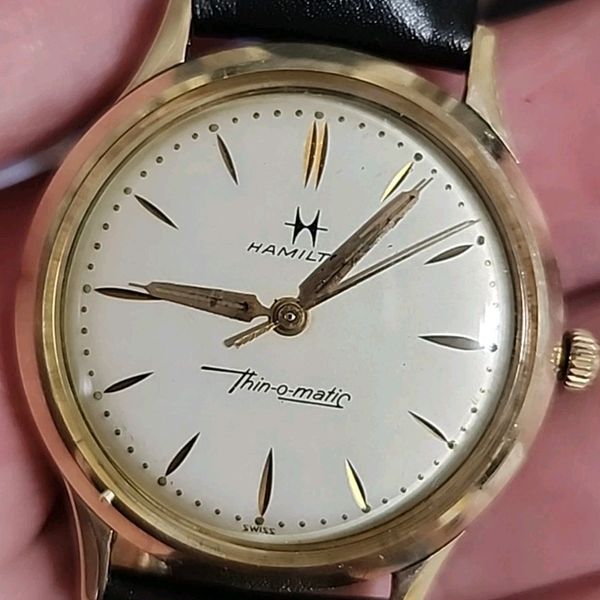 Vintage Hamilton Thin-O-Matic Watch Men 10K Gold Filled Bezel Case 34MM ...