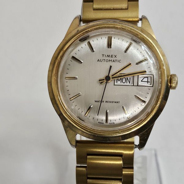 Mens Vintage 1978 Timex Automatic Quartz Watch Day Date New Band ...