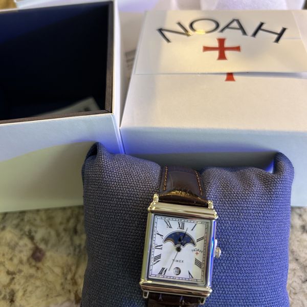 NOAH X TIMEX MOON PHASE WATCH BROWN/STEEL 2025 LEATHER STRAP ...