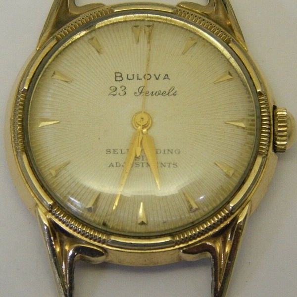 VINTAGE BULOVA 23 JEWELS SELF WINDING SIX ADJUSTMENTS WATCH HEAD ONLY ...