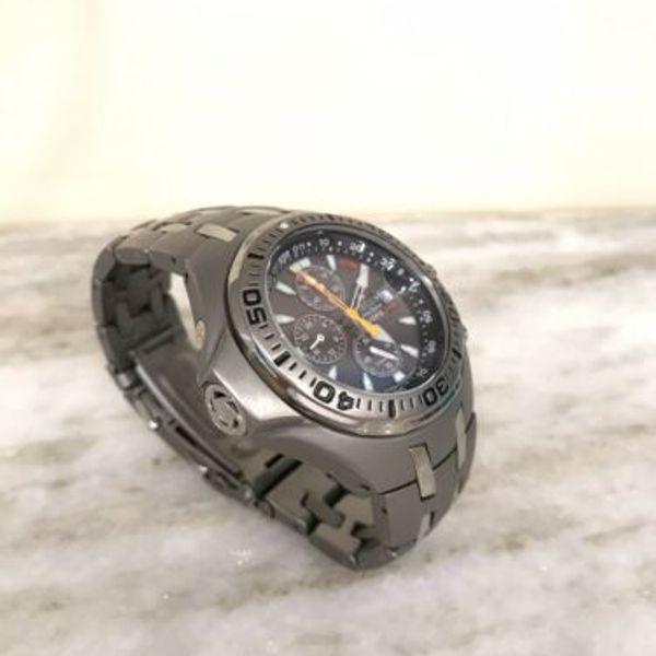 Vintage Citizen Eco Drive B741-H31535 Chronograph Titanium Diver's 200M ...