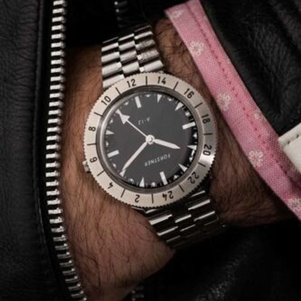 FORSTNER A-12 Stainless Steel 39mm Quartz GMT Watch with Bullet ...