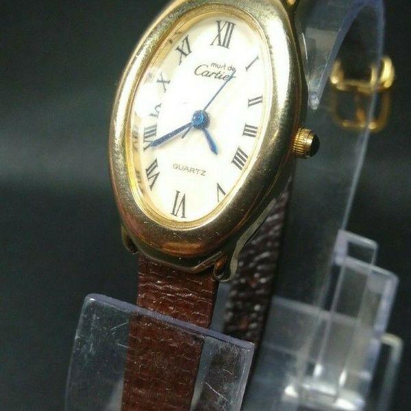 Must de Cartier QUARTZ Watch PARIS 925 Silver Gold Plated G20M SWISS 17 ...