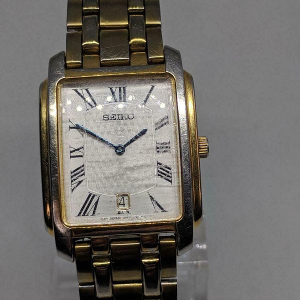Vintage Seiko V739-5A70 Mens Quartz Watch With Date Tank Style Rare | WatchCharts Marketplace