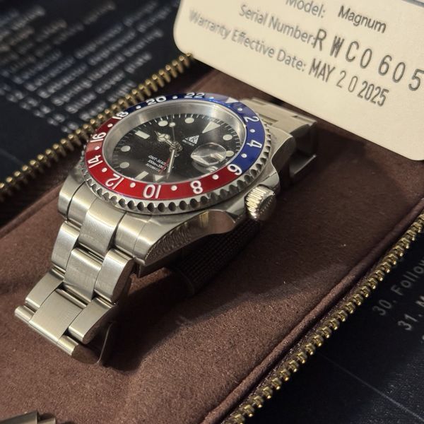 RWatchCo Magnum GMT Pepsi Automatic Seiko Movement GMT Master II Homage ...