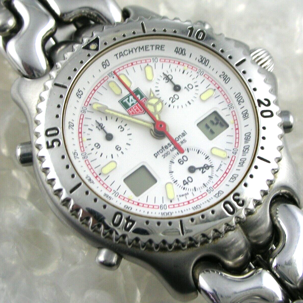 TAG HEUER SEL.s/el, CHRONOGRAPH 1/100,WHITE SENNA with new battery ...