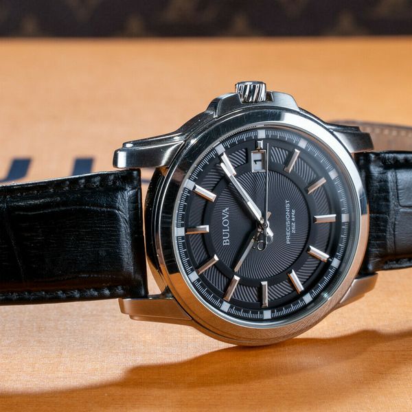 Bulova Men's Precisionist Black Dial Watch - 96B158 Leather SWEEPING SECOND HAND | WatchCharts ...