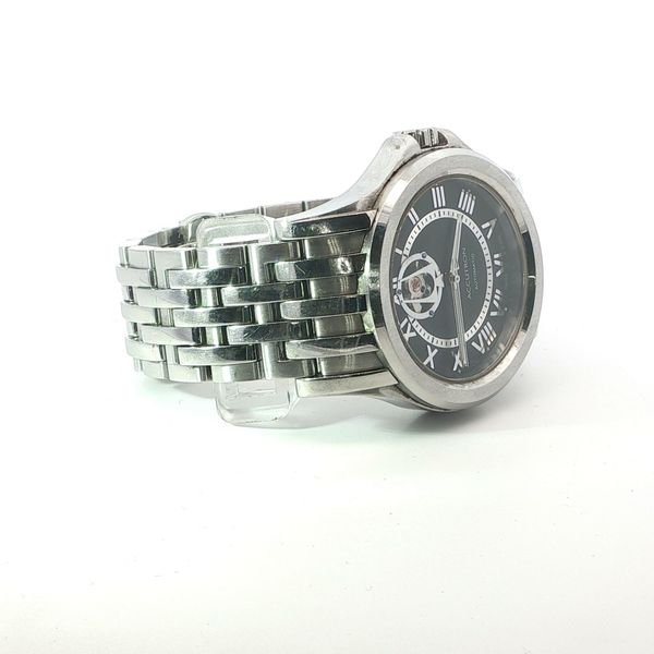Bulova Accutron Gemini Watch 26A09 Stainless Black Open Heart Dial ...
