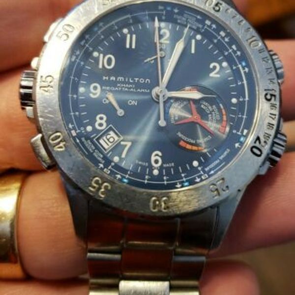 HAMILTON WATCH H776140 KHAKI REGATTA ALARM QUARTZ MENS SWISS MADE ...