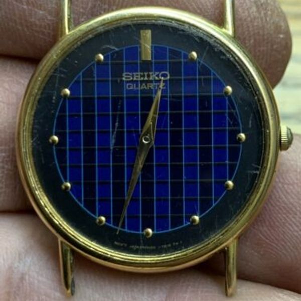 Rare mens seiko blue black checkered dial 7n00-7a40 New Battery ...