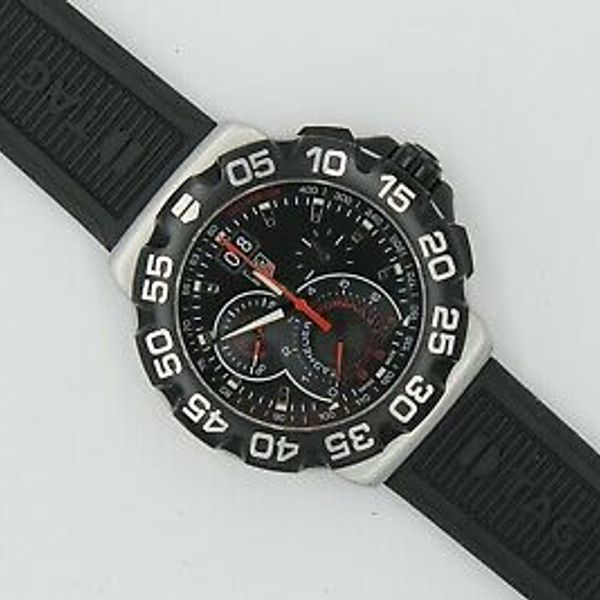 Tag Heuer CAH1010.BT0717 Formula 1 Black Rubber Red Chronograph Watch ...