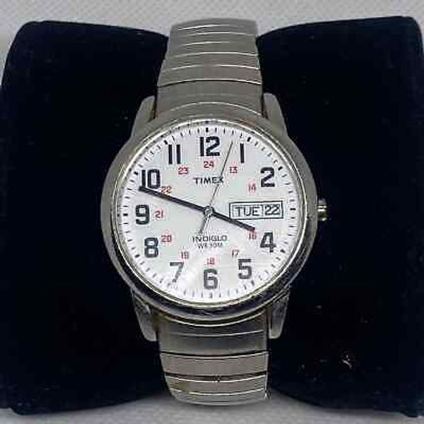 Timex CR2016CELL Indiglo Silver Tone Glow in the Dark Watch Day Date New Battery | WatchCharts ...