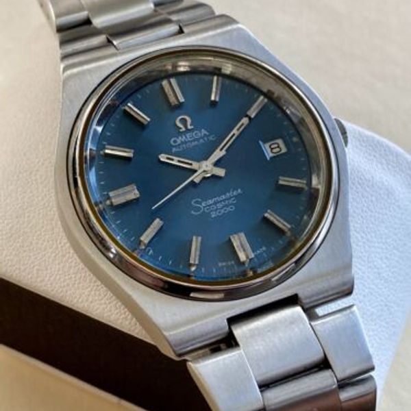 Omega Seamaster Cosmic 2000 Vintage Ref 166.128 Sunburst Blue Dial Men ...
