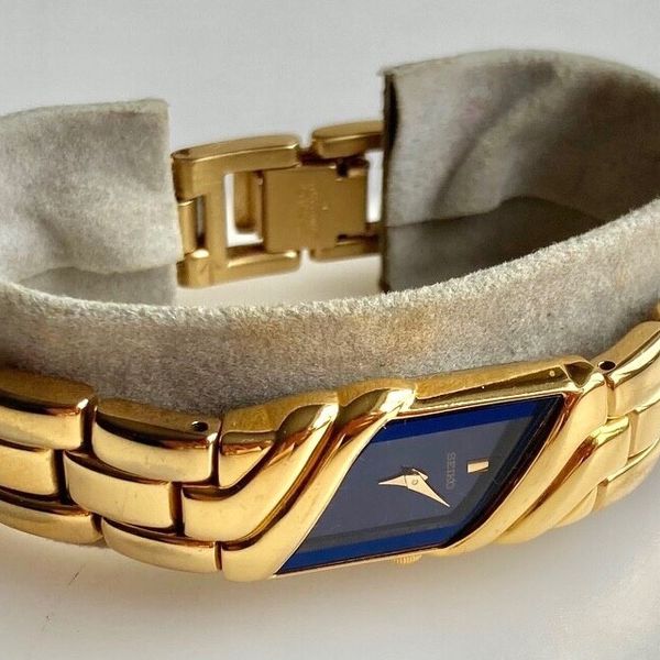 Rare Seiko Asymmetrical Blue Face Ladies Watch NOT WORKING for Repair ...