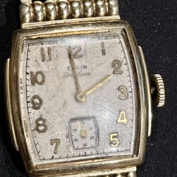 555 Elgin De Luxe 17 Jewel Men's Manual Wind Wristwatch 10 K GF Band 12 ...