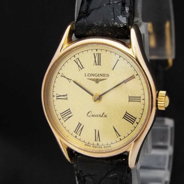 LONGINES 960 / 6106 Quartz Watch 18K Gold Plated Roman SWISS MADE Y3327 ...