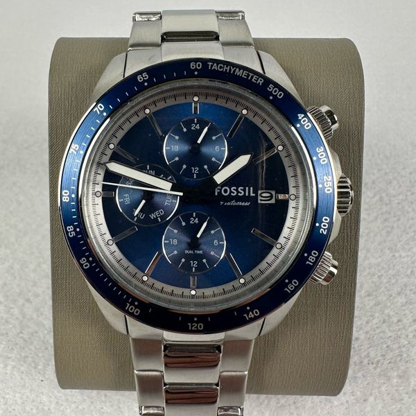 New FOSSIL Autocross Men Dual Time Multifunction Watch Blue Dial BQ2869 ...