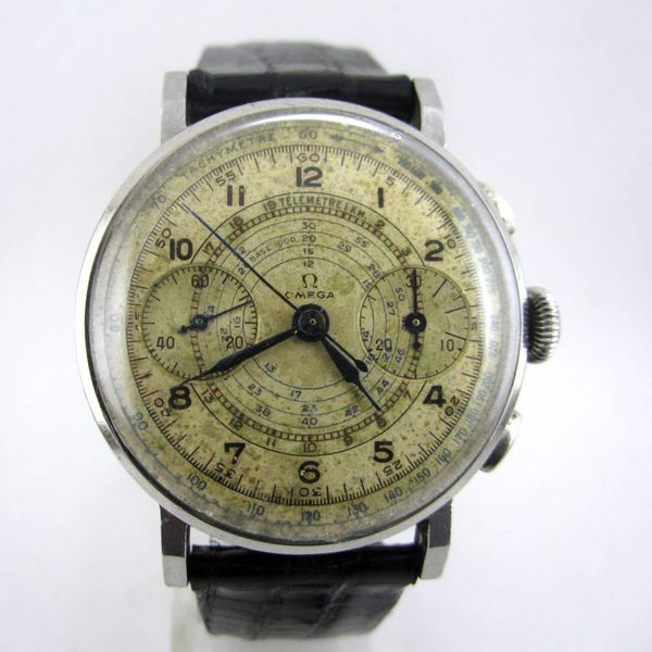 FS Chronograph Omega cal 33.3 .Ref. 2393/2. circa 1947s 3 Colors Dial w ...
