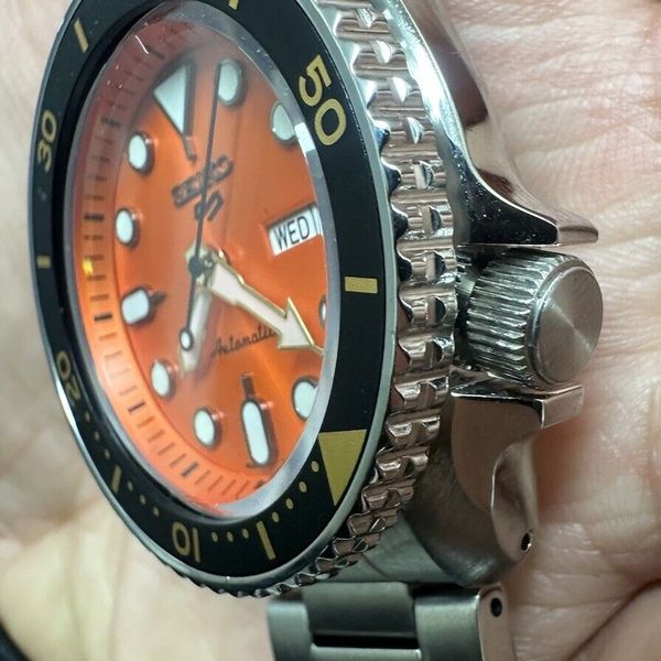 Seiko SRPD59 5 Sports 24-Jewel Automatic Watch Stainless Steel- Orange ...