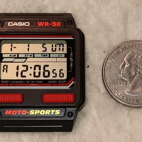 VERY RARE VINTAGE CASIO WR-50 MOTO-SPORT WATCH FOR PARTS OR REPAIR ONLY ...