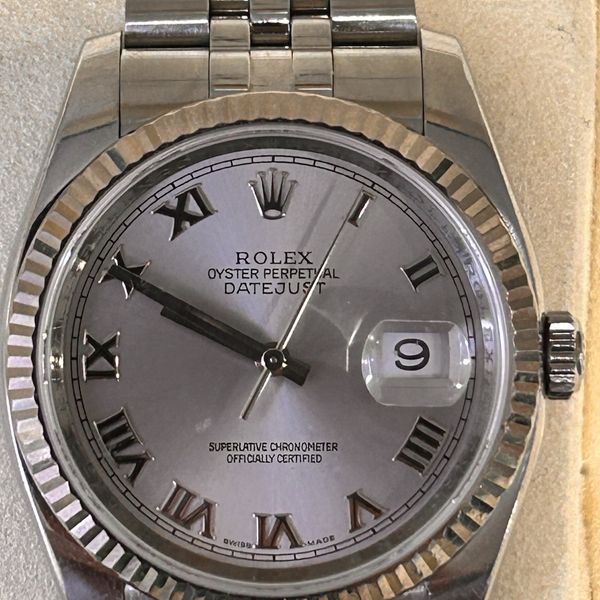 Ladies Rolex Oyster Perpetual Datejust Silver Stick Dial Watch ...
