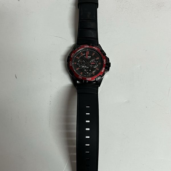 Casio Quartz Watch 5071 MTD-1069 Men's Wristwatch Black/Red Japan NO ...