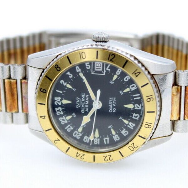 VINTAGE GLYCINE AIRMAN 823.111 QUARTZ 24HR DATE WRIST WATCH - NR #5151 ...