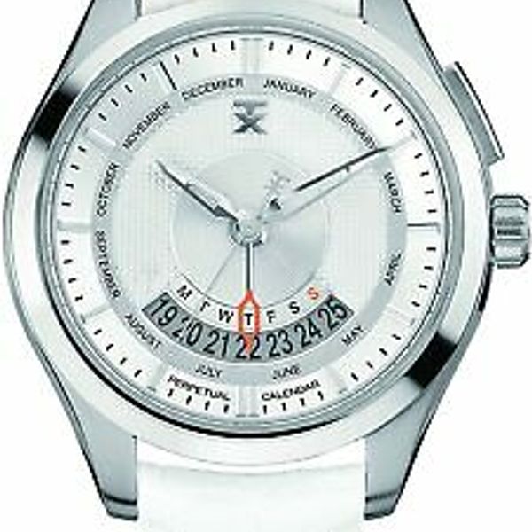 Timex TX Men's 400 Series Perpetual Weekly Calendar White & Silver 44mm ...