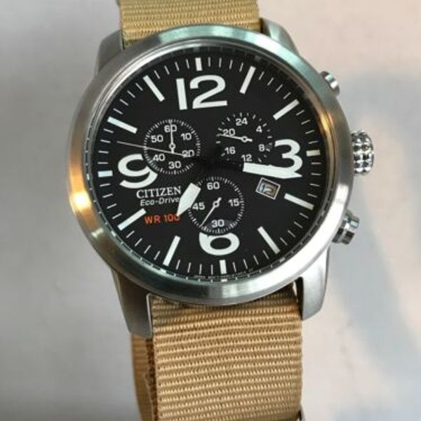 Citizen Men Eco-Drive Chronograph Military Style NATO Strap Watch AT2100-09E | WatchCharts