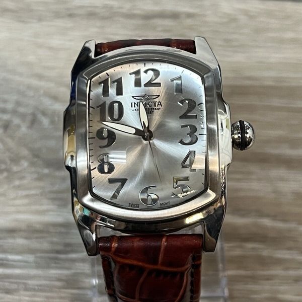 INVICTA LUPAH STAINLESS STEEL LEATHER BAND W.R 100M RECTANGLE WATCH ...