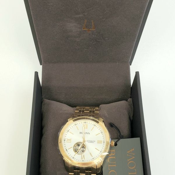 BULOVA 97A130 Men's 42mm Gold-Tone Automatic Stainless Steel Bracelet ...