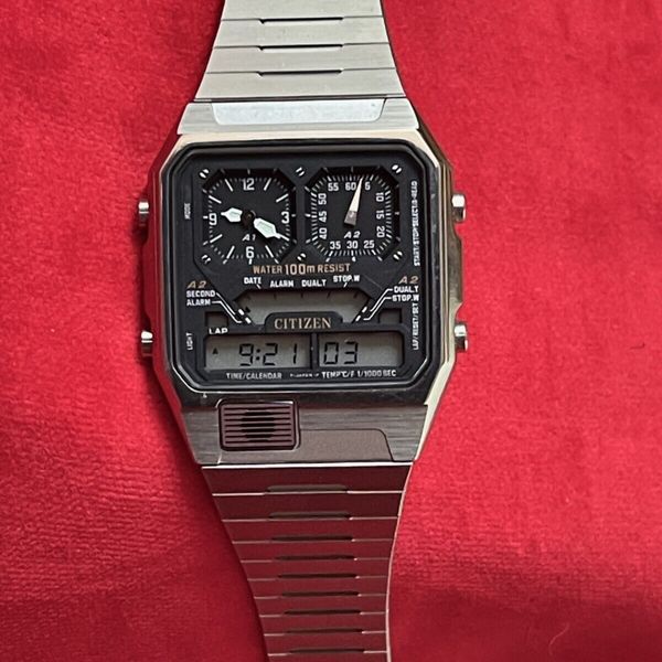 New Old Stock 1980s SS vintage Citizen 8984 Ana Digi Temp LCD watch 30 ...
