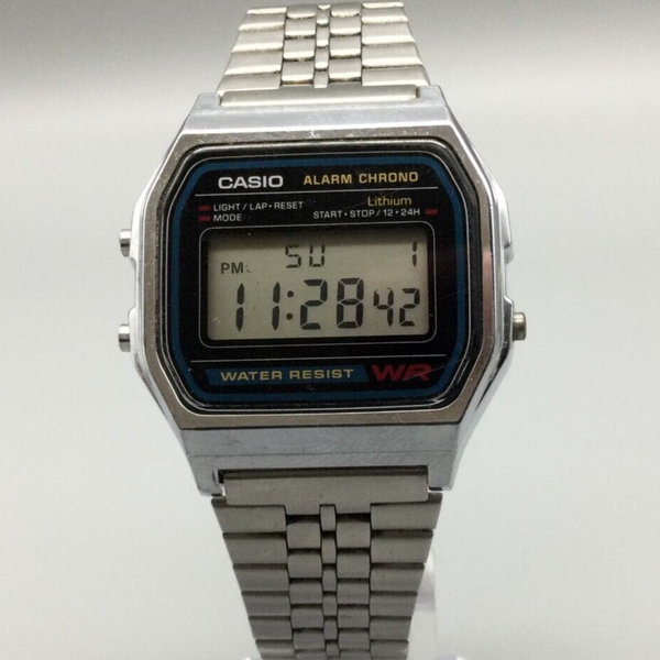 Casio Digital Watch Men Silver Tone Date Alarm Chronograph 593 A158W New Battery | WatchCharts ...