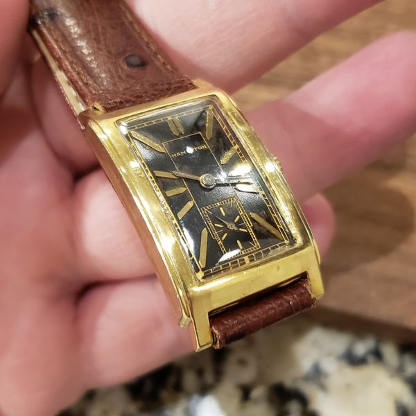 1935 Hamilton "Ardmore" 14K Solid Gold Watch Men's, Vintage Art Deco ...