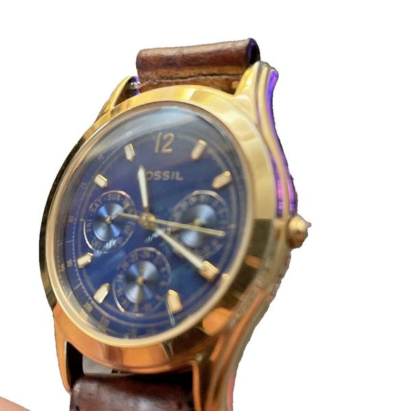 Fossil Men's Blue dial Leather Analog Dress Watch BQ-8748 | WatchCharts ...