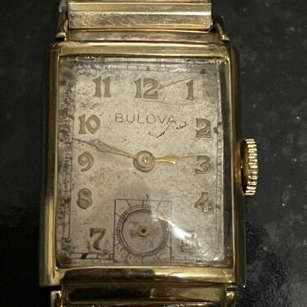 Rectangular Bulova 14kt Gold Watch | WatchCharts Marketplace