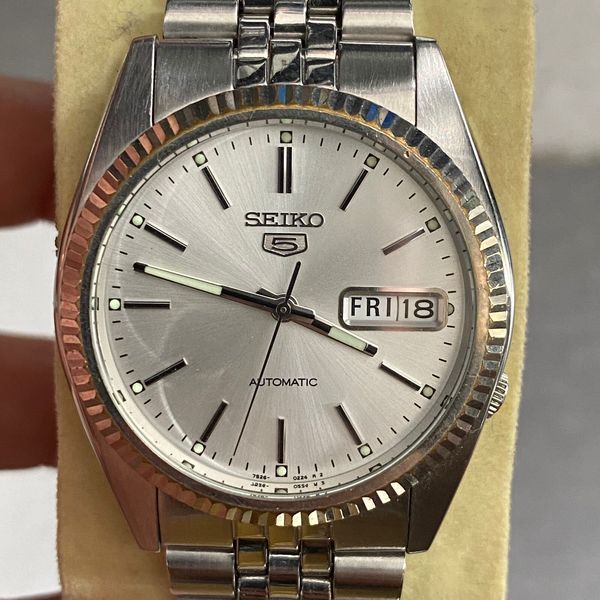 Rare Seiko 5 President SNXJ89 Automatic 7S26-3110 Day Date Silver Dial ...