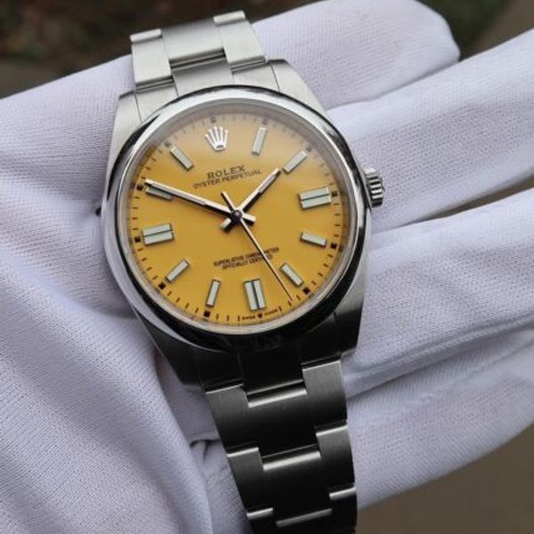 Rolex 41MM Oyster Perpetual Yellow 124300 Stainless Steel Watch Only ...