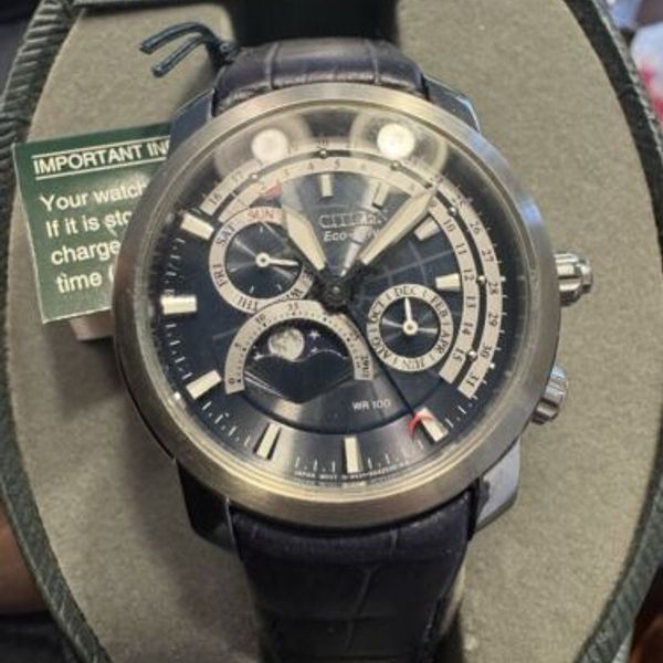 CITIZEN Eco-Drive Moon Phase Triple Date 8651-S027420 SS men's watch ...