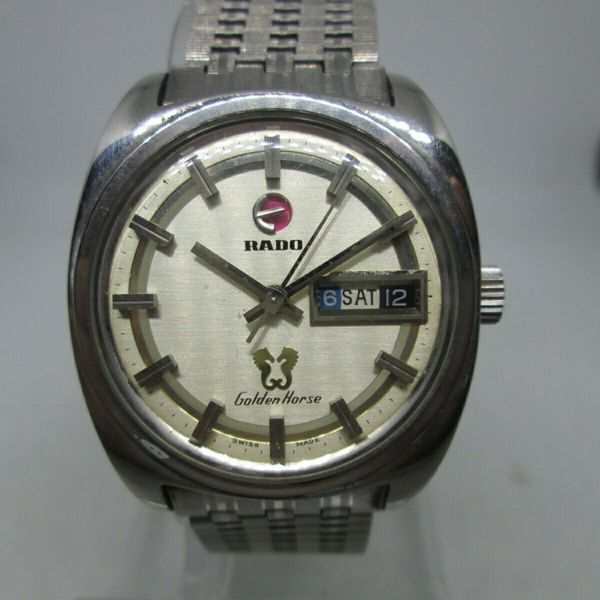 VINTAGE RADO GOLDEN HORSE DAYDATE STAINLESS STEEL AUTOMATIC MENS WATCH ...